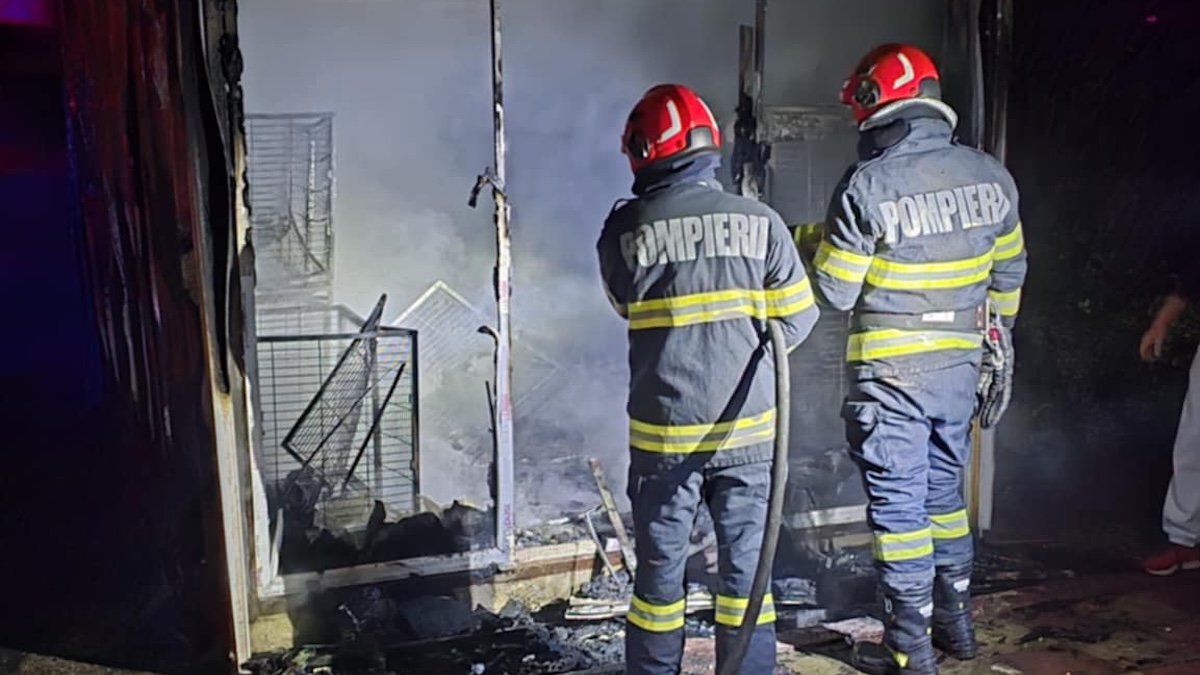 FOTO EXCLUSIV Incendiu la un adăpost de animale din Valu lui Traian. 22 ...